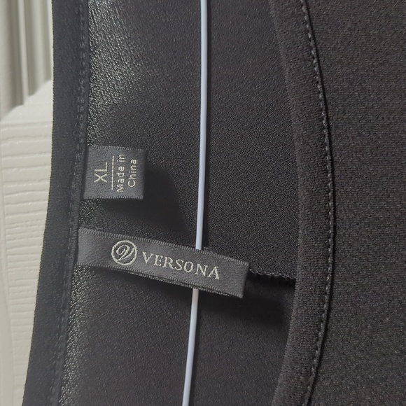 Versona | Tops | Black Versona Shirt 34 Sleeve Leopard Print Accents ...